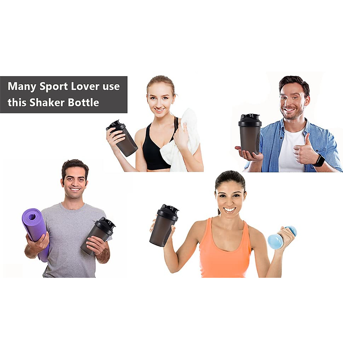 ANNAKIKI Shaker Bottle Protein Shakes and 16-Ounce/400ML Shaker Bottle with Wire Whisk Balls,Free of BPA plastic (Orange+Green(2PCS))