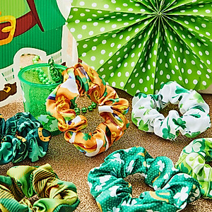 24 Pieces St. Patrick's Day Scrunchies Hair Ties Shamrock Hair Scrunchies Hat Rainbow Hair Scrunchy Elastic Hair Band Hair Rope for St. Patrick's Day Decoration Women Girls, 12 Styles