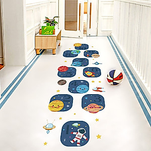 HUIGOU Digital Hopscotch Game Floor Stickers Creative Universe Number Puzzle Games Lattice Floor Wallpaper Education Puzzle Game Decals for Kids Nursery Children's Boosting Gross Motor Skills