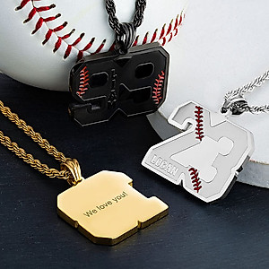 Personalized Sports Number Necklace With Name - Baseball Softball Number With Name Pendant - Lucky Number Sports Charm Gift