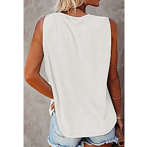 TECREW Women's Summer Sleeveless Crew Neck Tank Tops Casual Basic T Shirts Blouse White