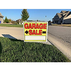 Sunburst Systems 3905 Garage Sale Sign, Assembled with metal U-Stake, Double Sided, 14" x 22" (Including Stakes), 10 Pack