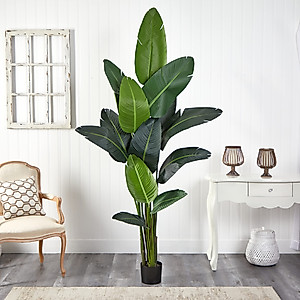 Nearly Natural Travelers Palm Artificial Silk Trees Green 14"D x14"W x7 Ft