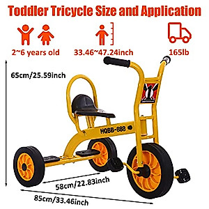 Kids Tricycle for Rider Ages 2+,Daycare Preschool Kids Trike Big Wheel Tricycle,Boys Girls Pedal Tricycle Kids Outdoor Playground Equipment,Front Big Wheel,Carbon Steel Frame,Inflation-Free Wheel