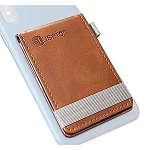eLusefor Stick-On Phone Wallet & Card Holder for Back of iPhone or Android Case - Saddle Brown