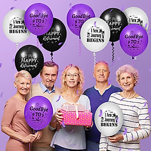 40 PCS Purple Retirement Decoration Balloons, Purple and Black Latex Balloons for Women Men Female Friends Happy Retirement Theme Party Office Farewell Indoor Outdoor Party Supplies, 12 Inch