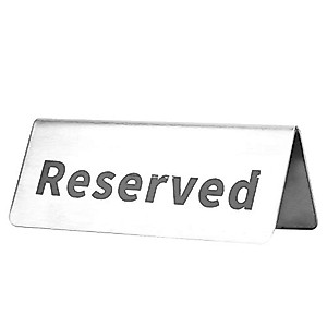01 V‑Type Reusable Easy to Clean Restaurant Supplies Table Sign, Silver Stainless Steel Table Sign, Weddings for Home Hotels Catering Events(Reserved)