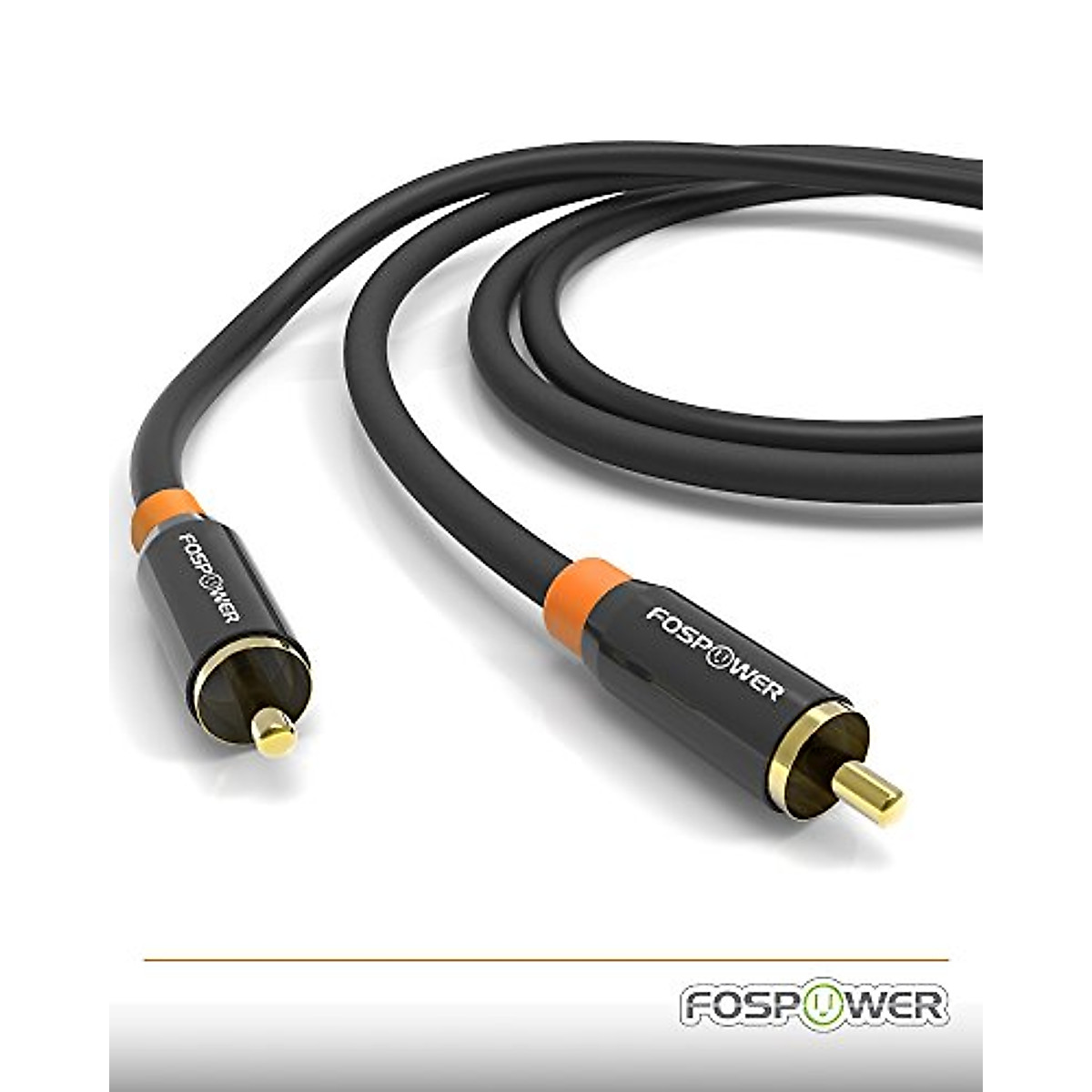 FosPower (10 Feet Digital Audio Coaxial Cable [24K Gold Plated Connectors] Premium S/PDIF RCA Male to RCA Male for Home Theater, HDTV, Subwoofer, Hi-Fi Systems