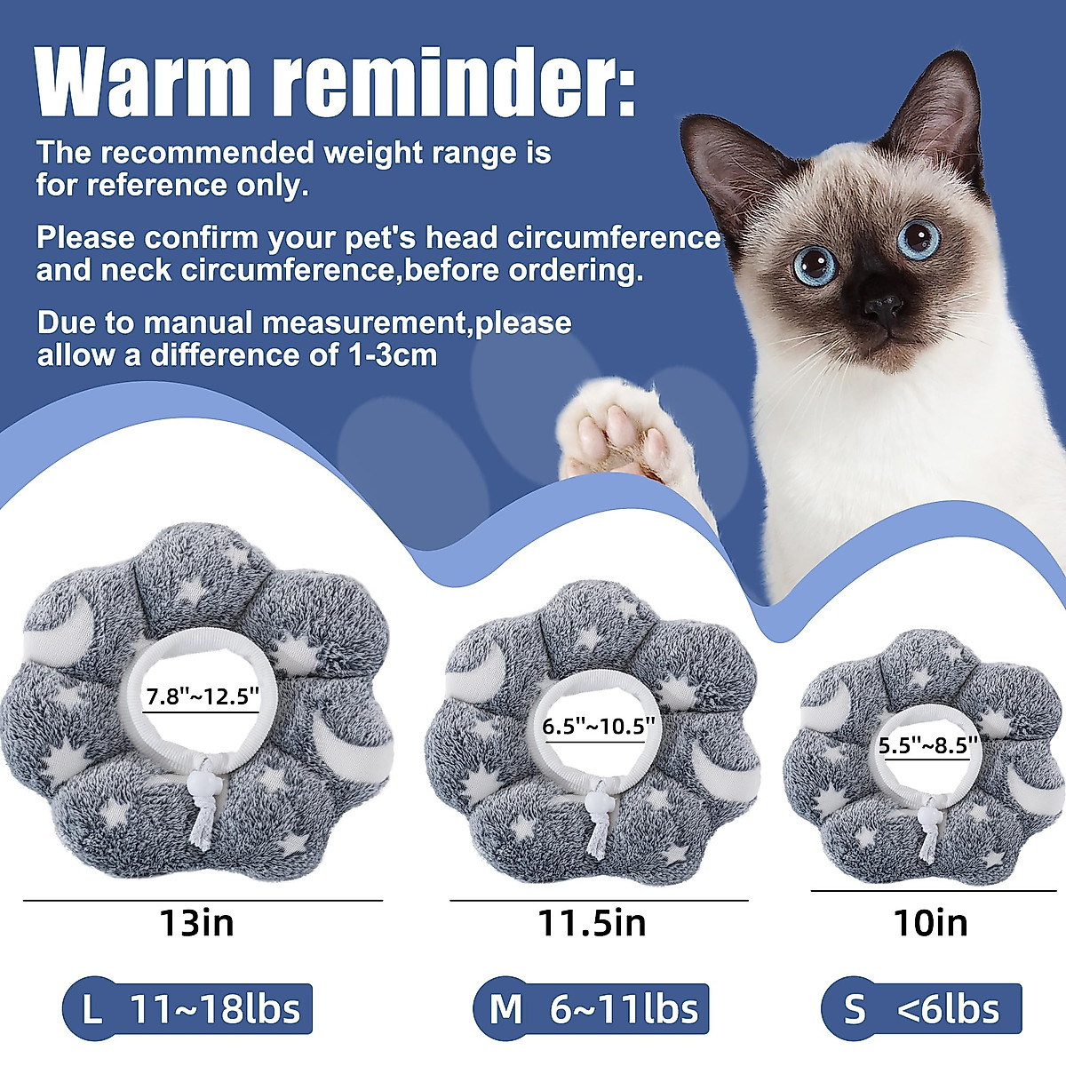 MABOZOO Adjustable Cat Cone Collar Glow in The Dark, Pet Recovery Collar Elizabethan Collar for Kittens Cats After Surgery, Pet E Collar Neck Cone After Surgery for Small Animal Stop Licking(S)