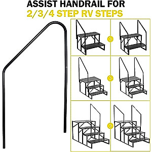 Rv Steps Stool with Handrail,3 Step Ladder, Swimming Pool Ladder Hot Tub Steps Outdoor Mobile Home Stairs for Camper/SPA Pool/Porch (Step Handrail)