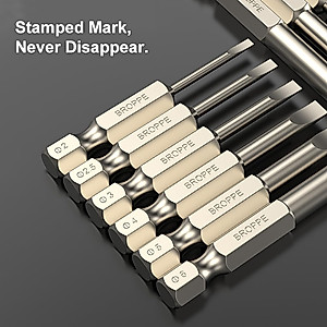 Broppe 4 Pcs Slotted Screwdriver Bit Set Magnetic Flat Head Screwdriver Bits 6 inch Long 1/4 Inch Hex Shank 3mm 4mm 5mm 6mm