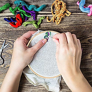 GIEMSON Embroidery Hoop 12 Pieces 8 Inch Round Embroidery Hoops Bamboo Circle Cross Stitch Hoop for Embroidery and Art Craft Sewing