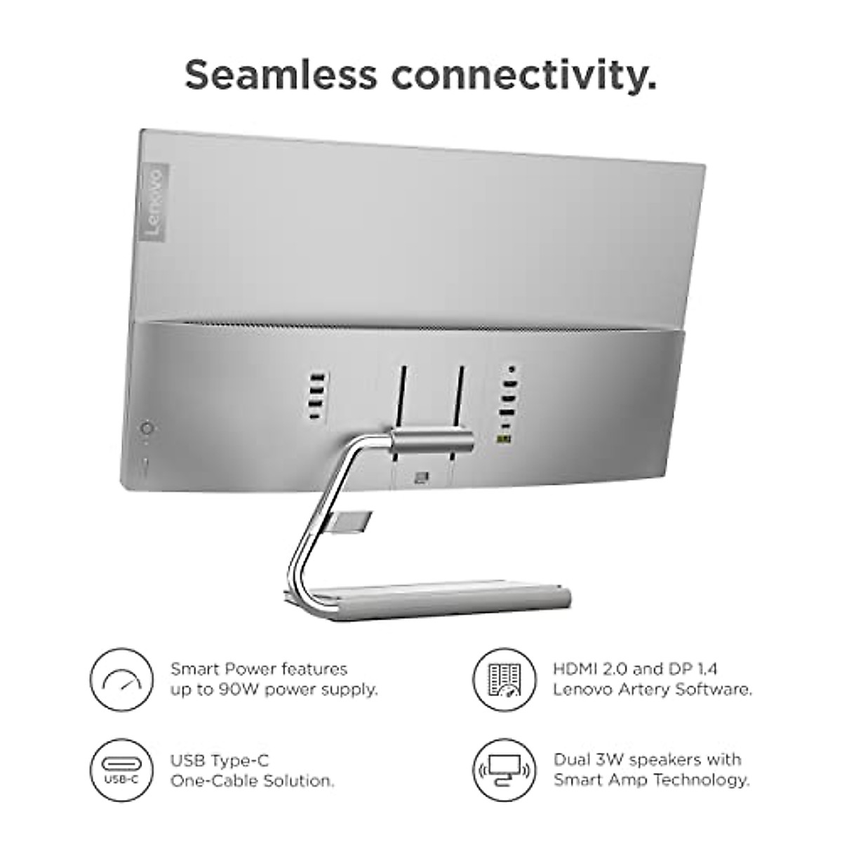 Lenovo - Q27h-20 Monitor - 27" QHD Display - 70 Hz Refresh Rate - Low Blue Light Certified, Grey