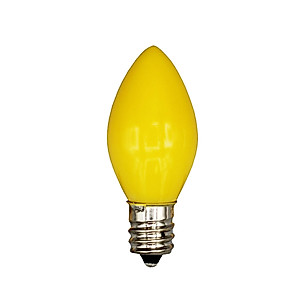25 Pack C7 LED Yellow Replacement Light Bulbs for Christmas Light Strings, 0.7W Ceramic LED Vintage Light Bulbs for C7 Outdoor String Lights, Candle Lamps, Night Lights, E12 Candelabra Base