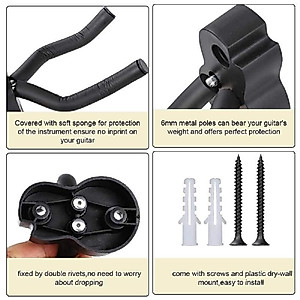 5pcs Guitar Hangers, Stands, Hooks, Holders, Wall Mount Display, For All Size of Guitar, Bass?Ukulele, Mandolin and Banjo (5-Brackets/pack)