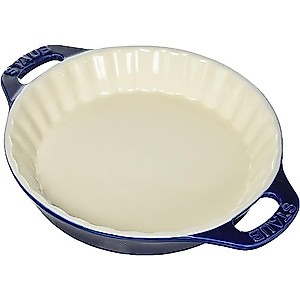 STAUB Ceramics Bakeware-Pie-Pans Dish, 9", 9-inch, Dark Blue