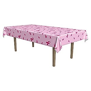 Pink Ribbon Tablecover Party Accessory (1 count) (1/Pkg) 54 in x 108 in