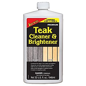 STAR BRITE Teak Cleaner & Brightener - One-Step Teak Restoration Renew Weathered, Gray, Teak for Refinishing or Oiling - Restore & Enhance the Natural Warmth & Wood Grain of Fine Wood 32 OZ (094932)