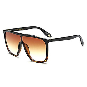 Freckles Mark Vintage Retro Oversized 70s Sunglasses for Men Women Shield Disco Glasses (Black Tortoise Brown, 59)