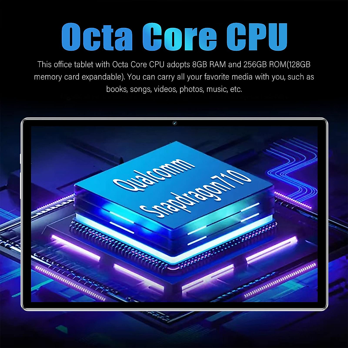 Tablet PC, Gaming Tablet Aluminium Alloy Octa Core CPU 5G WiFi 4G LTE 8GB RAM 256GB ROM for Working (US Plug)
