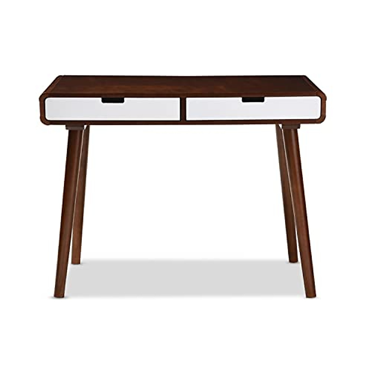 BAXTON STUDIO Casarano Two-Tone Finish 2 Drawer Wood Home Office Writing Desk, Dark Walnut/White