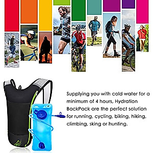 Light Hydration Backpack with 2L Water baldder Lightweight Hydration Packs Rucksack Water Backpack for Running Hiking Camping Skiing Cycling Daypack (Green)