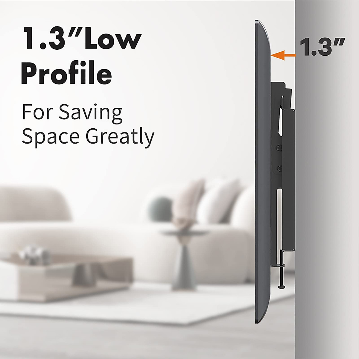 EYAO Low Profile Tilting TV Wall Mount Bracket for Most 17-42inch Flat Curved TVs, Small Televisions and Monitors up to 66lbs, Ultra Slim, Max VESA 200x200mm, Fits 8inch Studs