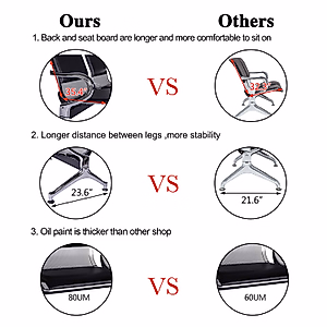 KINTNESS Guest Reception Chairs for Airport Waiting Room Office Chairs Salon Barber Bank Hall Room Conference Airport with Black Leather Cushion 3 Seat Bench Furniture …