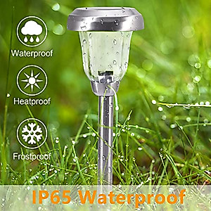 Solar Pathway Lights 6 Pack - Glass Steel Color Changing Solar Lights Outdoor, Bright Waterproof Landscape Lights,LED Outside Solar Powered Garden Lights for Yard Walkway Lawn Path Patio, Auto On/Off