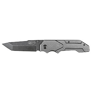 Performance Tool W9357 Non-Reflective Black Tanto Blade Pocket Knife with Inline Blade Lock and Pocket Clip - 8-1/4-Inch Overall Open Length
