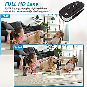 HD 1080P Mini Car Key Camera Video Spy Cam, Portable Small Security DVR Cam with IR Night Vision/Motion Detection,Mini Recording Device for Indoor & Outdoor No Needed WiFi No Audio