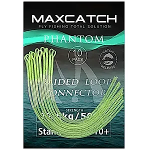 Maxcatch Fishing Braided Leader Loop Connectors 30/50lb for Fly Fishing Line 10PCS (Yellow, 50lb)