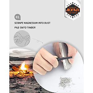 AOFAR Magnesium Fire Starter AF-374 (2-Pack) Waterproof Fire steel Pouch for Camping, Hiking, Hunting, Backpacking,Outdoor survival fire striker kit