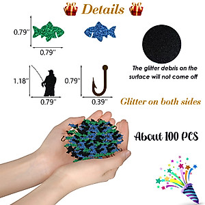 Kimini-Ki Fishing Table Confetti, 100 Pieces Glitter Fisherman Theme Birthday Retirement Party Table Confetti, Men's Birthday Party Table Scatter Confetti Decorations