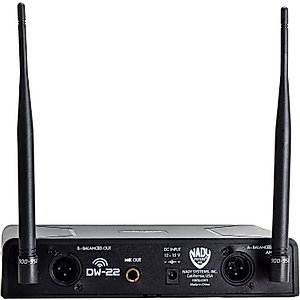Nady DW-22 Dual Digital Wireless Handheld Microphone System – Dual Fixed UHF Frequency – Ultra-Low Latency with QPSK Modulation - Dual XLR and Mixed ¼” outputs