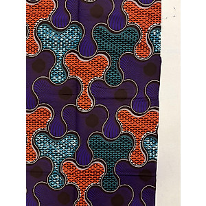 Classical Design African Guaranteed Wax Block Prints Fabric/African Ankara Wrapper Fabric Wax Fabrics /-Sell by 6 Yards-100% Cotton-for Dresses- Purple, Orange, Teal-Green, Burgundy, White,