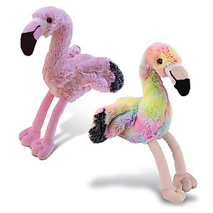 DolliBu Plush Flamingo Stuffed Toys - Super Soft Huggable Flamingo Plush Kit, Adorable Tropical Bird Plush Toys, Cute Flamingo Cuddle Gifts for Kids and Adults - 2 Pack