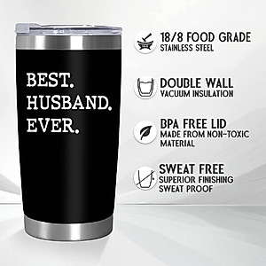 TEEZWONDER Gifts for Husband from Wife - Stainless Steel Insulated Coffee Tumbler With Lid 20 Oz - Father's Day Anniversary Wedding Birthday Gifts For Husband Hubby Him Men