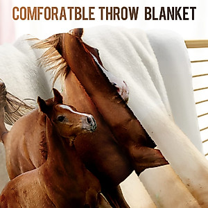 Levens Horse Blanket Gifts for Women Girls Boys, Running Brown Horse Family Decoration for Home Bedroom Chair Sofa, Cute Soft Comfort Lightweight Throw Plush Blankets 50"x60"