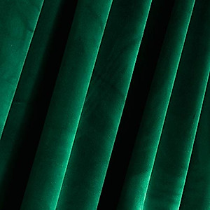 Roslynwood Velvet Curtains Forest Green Rod Pocket & Clip Rings Drapes Emerald Green 63 inch Thermal Insulated for Bedroom 2 Panels (W52'' x L63'', Emerald Green)