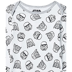 Amazon Essentials Disney | Marvel | Star Wars Unisex Babies' Long-Sleeve Bodysuits - Discontinued Colors, Pack of 5, Star Wars Tiny Trooper, 0-3 Months
