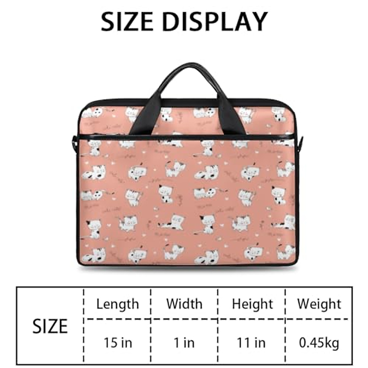 Leaves Cats Laptop Computer Bag Waterproof Shoulder Messenger Bag 13-15 inch Durable Laptop Tote Bag with Shoulder Strap Handle Lightweight Crossbody Briefcase