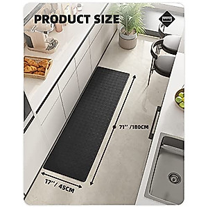 Color G Black Kitchen Mat Long Runner Kitchen Floor Mats Cushioned Anti Fatigue, 17”x71” Foam Comfort Kitchen Padded Mats for Standing, Waterproof Kitchen Sink Runner Rug