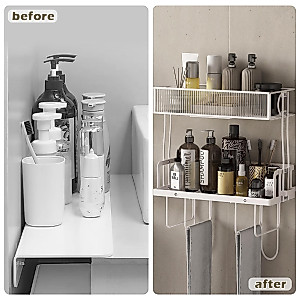 COVAODQ Bathroom Organizer Over The Toilet Storage Cabinet 2-Tier Bathroom Storage, Bathroom Shelves with Paper Rack 2 Tier