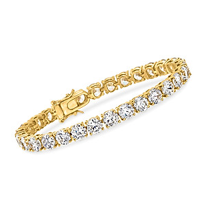 Ross-Simons 26.00 ct. t.w. CZ Tennis Bracelet in 18kt Gold Over Sterling. 8 inches
