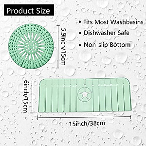 Wakdiz Silicone Sink Faucet Handle Drip Catcher Tray - Sink Splash Drain Drying Pad - Kitchen Faucet Sink Splash Guard - Faucet Mat for Kitchen Sink,Suitable for Kitchen, Bathroom, RV (Grey)