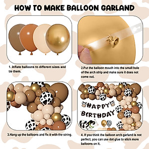 Brown Cow Balloons Garland Arch Kit, 158Pcs Neutral Brown Blush Cow Print Balloon Happy Birthday Banner for Western Cowboy Cowgirl Baby Shower Decorations Farm Animals Theme Birthday Party Supplies