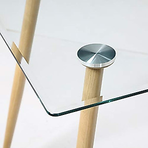 Bacyion Modern Dining Room Table Set 5 Pieces Dining Table Set for 4 - Rectangle Glass Dining Table with 4 Grey Fabric Dining Chairs - Kitchen & Dining Room Sets for Dining Room Kitchen