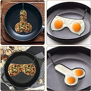 GUAGLL 2PCS Funny Egg Pancake Cooking Tool，Stainless Steel DIY Kitchen Egg Fried Mould with Handle (Shape A+B)