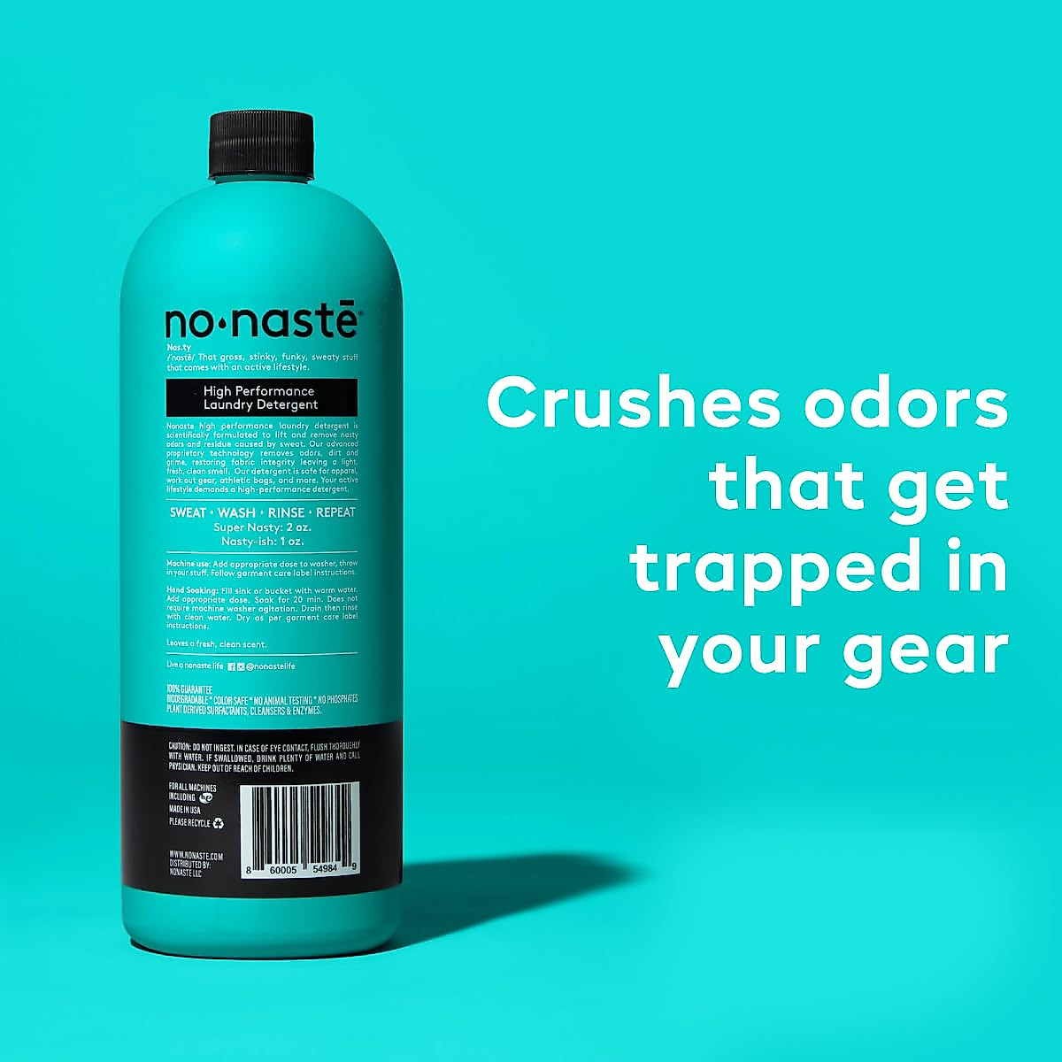 Nonaste Liquid Laundry Detergent - Pure Clean, 32 Fl Oz (Pack of 1) - Active Wear Laundry Detergent for Workout Clothes & More - Unscented, Gentle & Color Safe